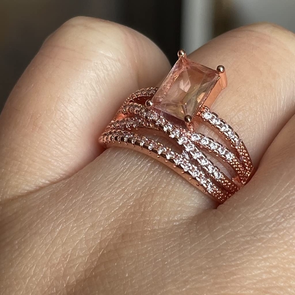 Swarovski | Jewelry | 8k Rose Gold Swarovski Elements Topaz Ring | Poshmark